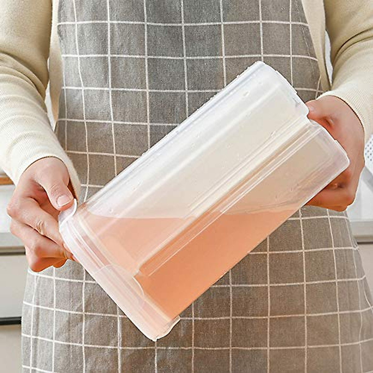 AIKENR Airtight Food Storage Container, Clear Kitchen Cereal Storage Containers with Airtight Food Lids and Compartments Ideal for Cereal Candy Snacks, 3L