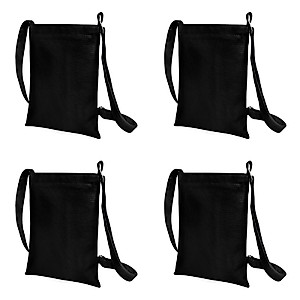 Muka 4 Pack Small Crossbody Canvas Zipper Bag, 7 x 9 Inch Black Bag for DIY Craft