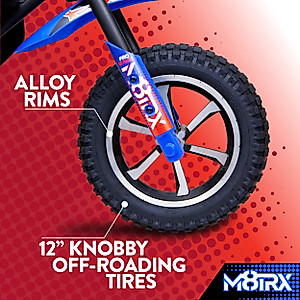 24V Electric Dirt Bike, M8TRIX Ride on Toy Motorcycle for Kids and Teens (Blue)