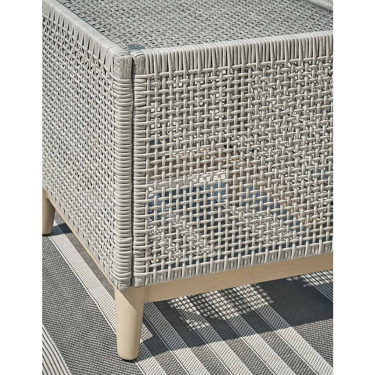 Signature Design by Ashley Seton Creek Outdoor End Table, 22" W x 22" D x 23" H, Light Gray & Light Brown
