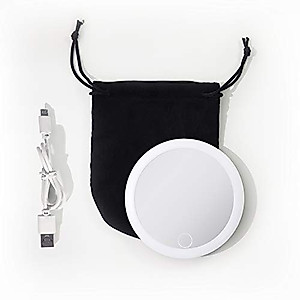 Zadro 4" Round LED Mirror Makeup Travel Mirror with Light Rechargeable Compact Mirror for Purses Portable Carrying Pouch