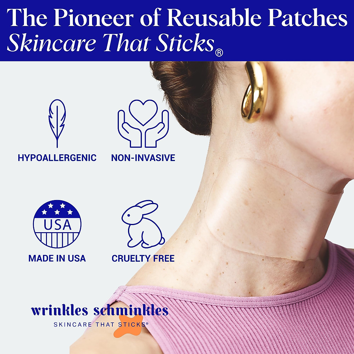 Wrinkles Schminkles Neck Wrinkle Patch - Reusable Silicone Smoothing Pads, Sensitively Formulated Wrinkle Patches. Reduce Wrinkles - Innovative Wrinkle Treatment - Targeting Neck Wrinkles (1 Pack)