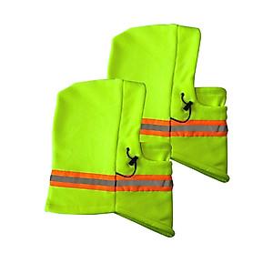 Men Hi Visibility Reflective Winter Thermal Fleece Balaclava Mask Ski Motorcycle Full Face Mask Neck Cover Windproof (2Pcs Noen Lime)