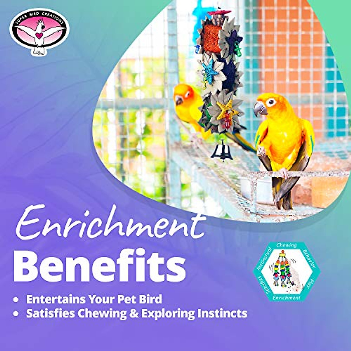 Super Bird Creations SB1098 Palm Star Bird Toy, Medium Bird Size, 13" x 3.5" x 3.5"