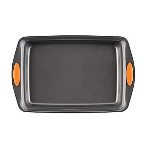 Rachael Ray Nonstick Bakeware, Rectangle - 9 Inch x 13 Inch, Gray & Yum -o Nonstick Bakeware 12-Cup Muffin Tin With Grips / Nonstick 12-Cup Cupcake Tin With Grips - 12 Cup, Gray
