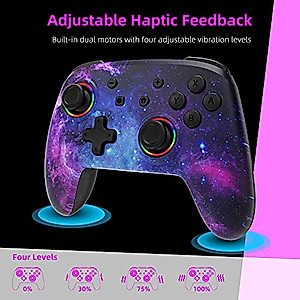NexiGo Wireless Controller (No Deadzone) for Switch/Switch Lite/OLED, Bluetooth Controllers for Nintendo Switch with Vibration, Motion, Turbo and LED Light (Cosmic Nebula)