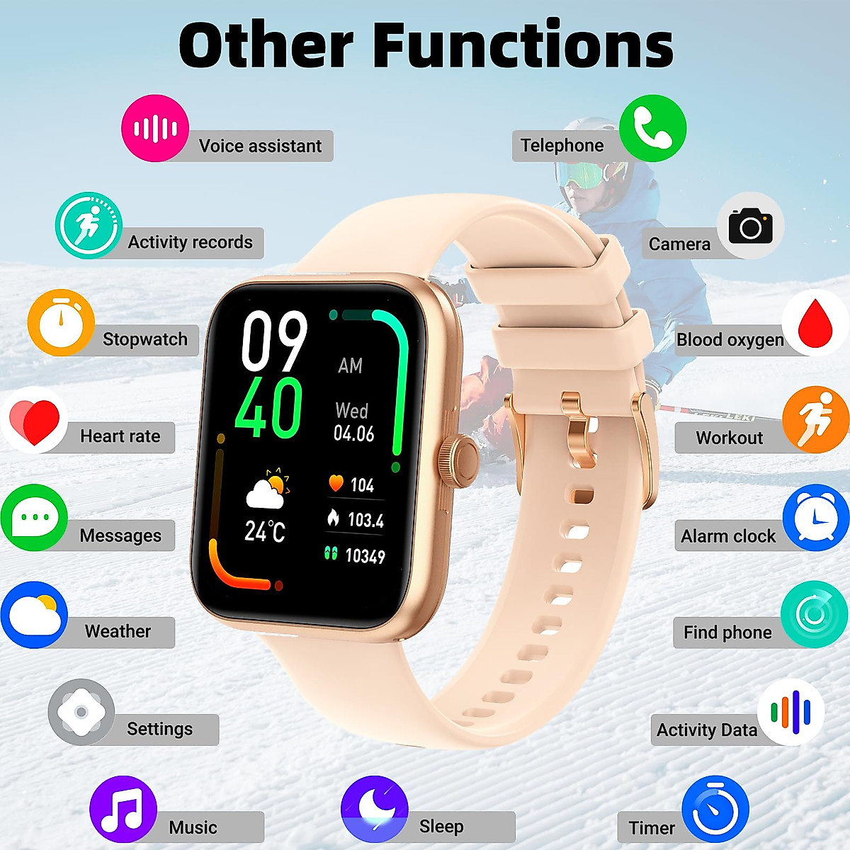 1.81"Smart Watch for Men Women with Bluetooth Call, Smartwatch for Android iOS Phone with Blood Oxygen Heart Rate Sleep Monitor, Fitness Tracker IP68 Waterproof Weather Ai Voice Multi-Sport Modes