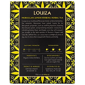 Mina Louiza, Organic Moroccan Lemon Verbena Herbal Tea, 15 Biodegradable Sachets