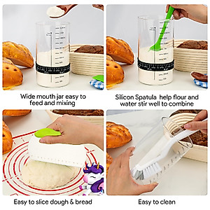 Sourdough Starter Jars,40oz Large Capacity Sourdough Starter Kit,Jars for Sourdough with Sealed Lid, Sticters, Thermometer, Date Feeding Band, Checked Cloth Liner, Baking Supplies (1200 ML/40oz(2PCS)