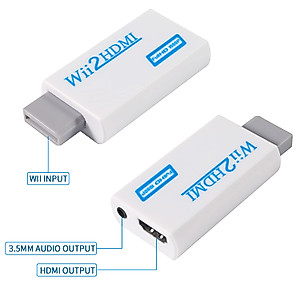 Aokin Wii to HDMI Converter, Wii to HDMI Adapter 1080P 720P Output Video with 3.5mm Audio Jack, fit for Wii Connect HDTV, Monitor - Supports All Wii Display Modes, Includes 1.5m/4.9feet HDMI Cable