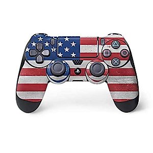 Skinit Decal Gaming Skin Compatible with PS4 Controller - American Flag Distressed Design