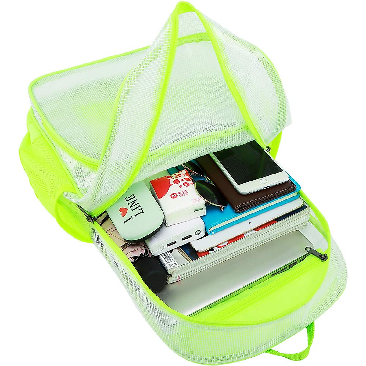 Mygreen Clear Transparent PVC School Backpack/Outdoor Backpack with Black Trim (Black, Large)