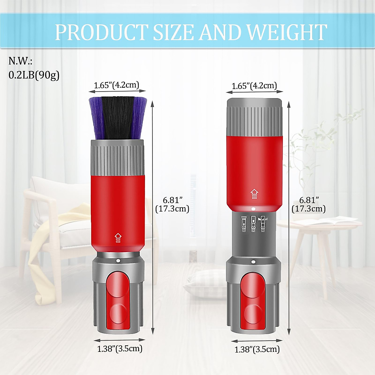 Charlux Traceless Scratch-Free Dusting Brush Hose for Dyson V7 V8 V10 V11 V12 V15 Gen5 Cordless Vacuum Cleaner Dust Removal Soft Brush Hose Attachments Accessories for Dyson Vacuum