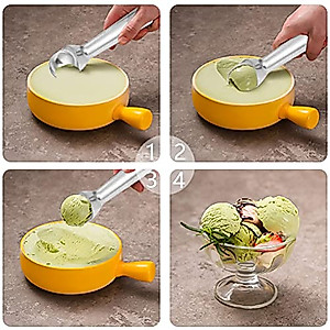 Ice Cream Scoop, 7 inches Nonstick Anti-Freeze Ice Cream Scooper Professional Watermelon Fruit Scooper Icecream Scoop Spoon Kitchen Tool Aluminum Design for Gelato, Cookie Dough, Sorbet(Silver)