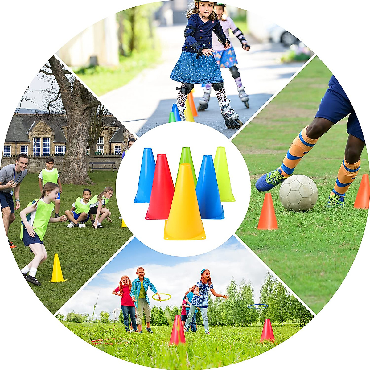 3 in 1 Carnival Outdoor Games Combo Set, Cornhole Bean Bags Ring Toss Game for Kids Adults Birthday Party Backyard Games Obstacle Course Supplies Plastic Cone Set 26 Piece