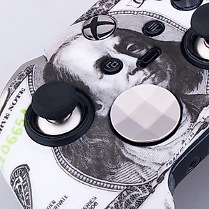 9CDeer 1 x Protective Customize Transfer Print Silicone Cover Skin US Dollars + 6 Thumb Grips Analog Caps for Xbox Elite Wireless Controller Compatible with Official Stereo Headset Adapter