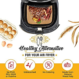 Bamboo Steamer Liner, 8.5" Air Fryer Parchment Paper Liners Sheets – 220pcs Unbleached Bamboo Steamer Basket Liners – Easy Cleanup, Will Not Burn or Curl, Non-Toxic & Volume Pack by Baker’s Signature