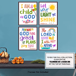Bible Verse Wall Art - Scripture Wall Art - Christian Wall Art for Kids, Boys, Girls Bedroom - Religious Gifts for Kids - Aesthetic Wall Collage Kit - God Wall Decor - Positive Inspirational Quotes