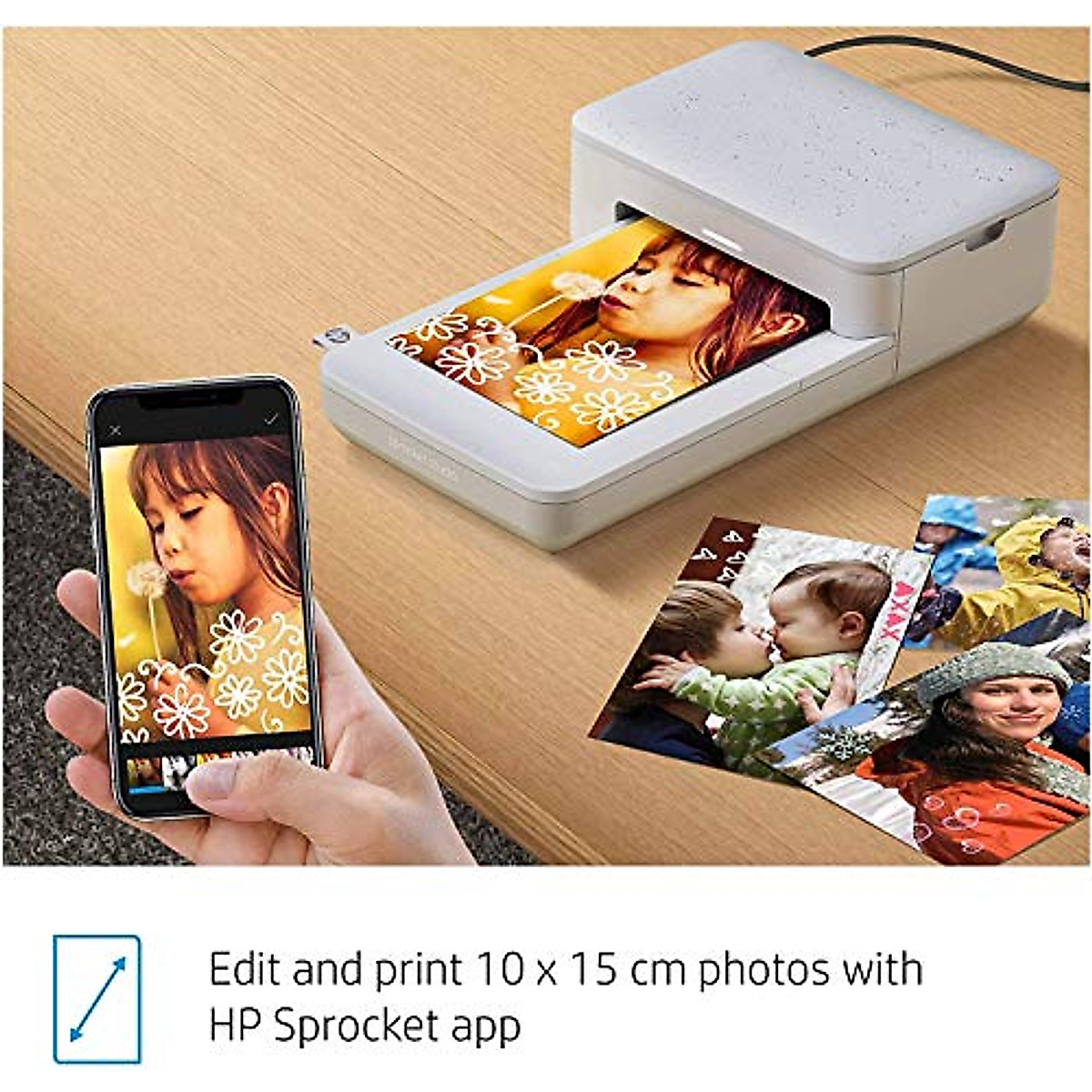 HP Sprocket Studio Photo Printer – Personalize & Print, Water- Resistant 4x6" Pictures (3MP72A)
