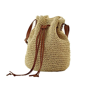 Women's Straw Backpack Shoulders Bag Casual Hobo Woven Bag Beach Backpack Top Handle Summer Beach Backpack