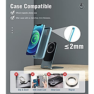 Moko Armor Foldable Magnetic Wireless Charger Stand Aluminum Alloy, Compatible with iPhone 14/13/12 Pro/Pro Max Fast Charging Station Dock Wireless Magsafe Desk Charger Holder,Light Gunmetal