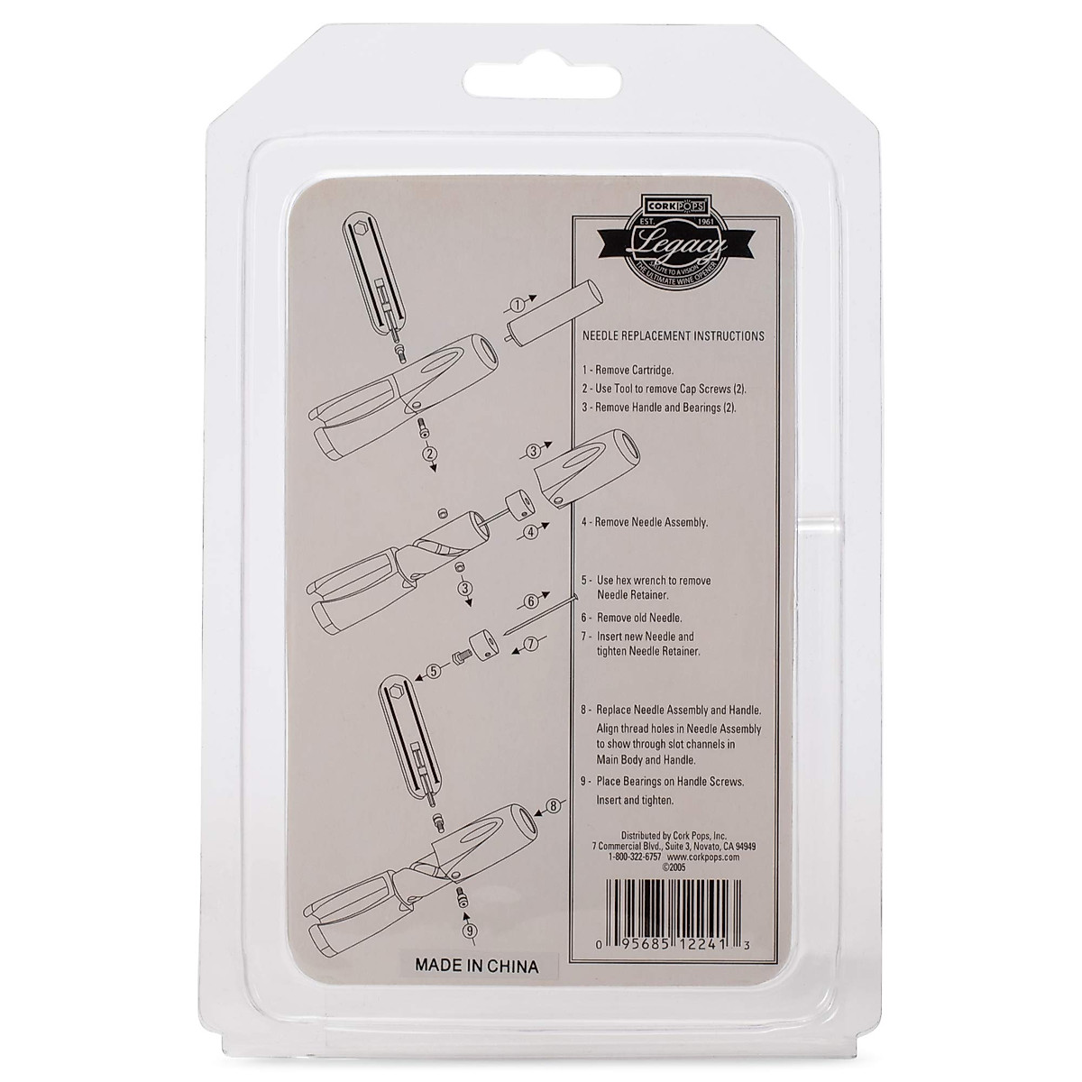 Cork Pops Legacy Wine Bottle Opener 2 Needle Replacement Tool Kit