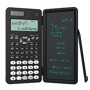 Scientific Calculator with Notepad,ROATEE Middle and High School Supplies for Students & College,82 MS Foldable 2-Line Display Science Calculator with Writing Tablet,Solar and Battery Powered