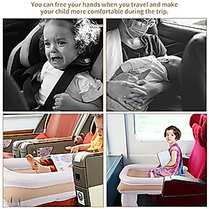 Toddler Airplane Bed, FTOYIN 3 in 1 Air Valve Toddler Travel Bed with Seat Belt & U-Shaped Fence, Inflatable Foot Rest for Air Travel Cars Trains Airplane Travel Essentials kids Free Inflatable Bucket