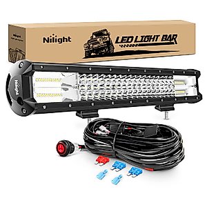 Nilight LED Light Bar 20Inch 288W Flood Spot Combo 28800LM Off Road Driving Lighting with Wiring Harness for Trucks Tractor Trailer Pickup Golf Cart SUV ATV UTV 4x4 Van Camper