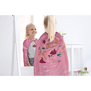 2Pepers Make Your Own Princess Craft Kit, Arts and Crafts for Girls, DIY Princess Dress Up Set, Kids Crafts Project- Cape, Tiara, Wand, Necklace and Gloves, Princess Toys Pretend Play Gifts for Girls