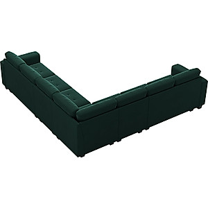Belffin Modular Velvet Sectional L Shape Sofa Couch Oversized Convertible Sectional Sofa Couch with Reversible Chaise for Living Room Green