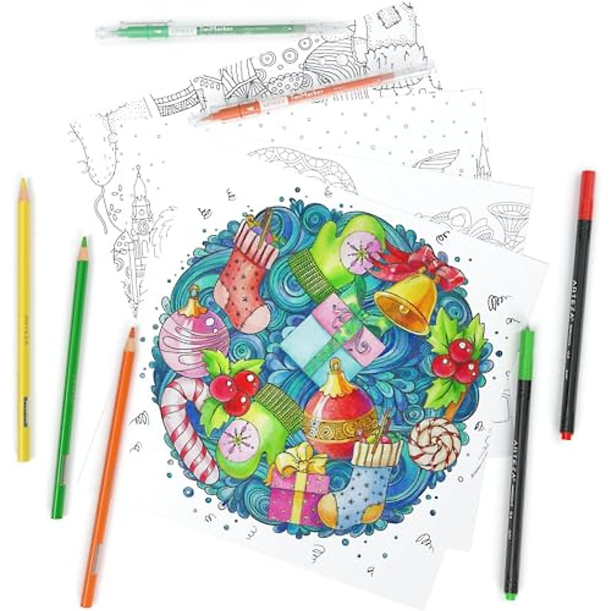 ARTEZA Adult Coloring Book, 4 Seasons Theme, 120 Sheets, 9x9 Inches Coloring Pages, 100 lb Paper