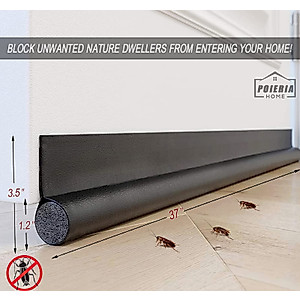 Adjustable Under Door Draft Stopper - 37" White, Blocks Air, Wind, Sound & Light