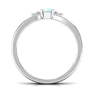 Certified Opal Diamond Wedding Ring Set, AAA Quality, Natural Rainbow Opal Engagement Ring with Enhancer, 14K White Gold, Size:US 12.00