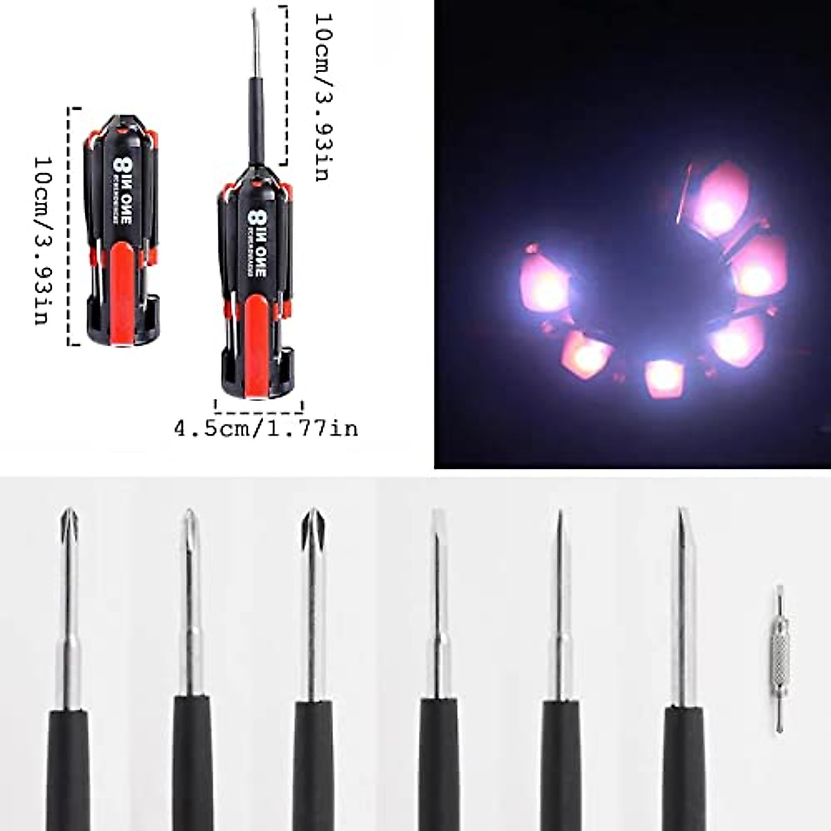 Multifunctional 8-in-1 Screwdrivers Tool with Worklight and Flashlight, Portable Multi Tool Screwdriver Professional Repair Tool, General Screwdriver Multitool for Home Kitchen Car