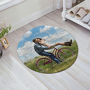 buxvhre Custom Round Floor Mat Personalized Bath Mat Add Your Photo Text Non-Slip Bath Rug Door Mat for Home Kitchen Bedroom Office Garden
