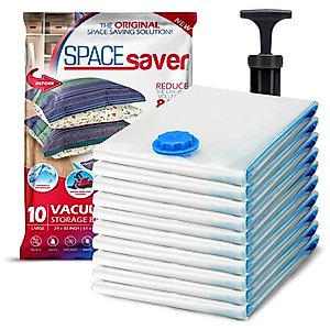 Spacesaver Vacuum Storage Bags Large 10-Pack - Vacuum Seal Bags for Clothing, Comforters, Blankets, and Bedding - 32 x 24 Inch Space Saver Bags for Travel and Home Organization with Hand Pump Included