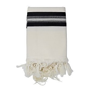 Ateret Judaica 100% Wool Kosher Mehudar Badats Tallit Prayer Shawl from Israel, Very Elegant Lookin Tallit (Size 70-60 X 80 Inch, with Black Stripes)