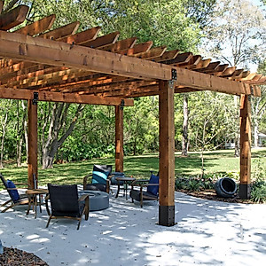 AXWHYS 4x4 Post Base 4 Pcs, (Inner Size 3.6x3.6) Post Anchors, 13GA Thick Solid Steel & Black Powder Coated,Deck Post Brackets Support Deck Base Plate Pergola Brackets Fence Kit Mailbox Mount