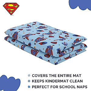 Warner Brothers Superman Blue and Red Icon, Planets, and Stars Preschool Nap Pad Sheet