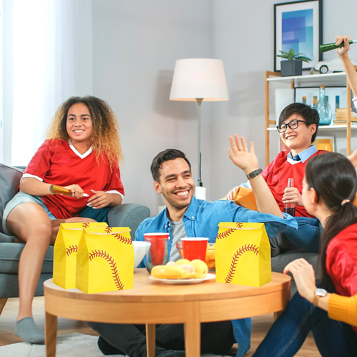 Leinuosen 30 Pieces Softball Party Treat Bags Softball Goodie Favor Treat Bags Softball Theme Goody Bags for Sport Softball Theme Birthday Party Decorations Supplies