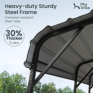 PHI VILLA Outdoor Metal Carport 20' x 20', Carport Canopy Tent Heavy Duty, Garage Car Shelter Shade with Metal Roof, Frame and Bolts for Car, Truck and Boat
