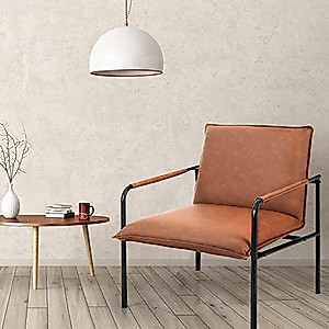 HERA'S PALACE Modern Accent Chair, Living Room Chairs with Arms, Mid Century Sitting Chair, Comfortable and Sturdy, Lounge Chair with Metal Leg for Bedroom, Living Room, Office (Pale Brown)