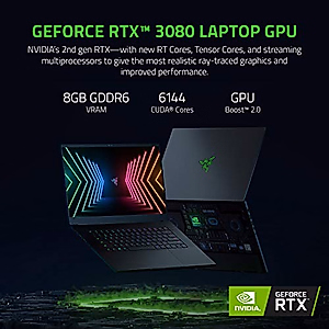 Razer Blade 15 Gaming Laptop: NVIDIA GeForce RTX 3080 - 10th Gen Intel 8-Core i7 CPU - 15.6” FHD 360Hz - 32GB RAM - 1TB SSD - CNC Aluminum - Chroma RGB - THX Spatial Audio - Thunderbolt 3