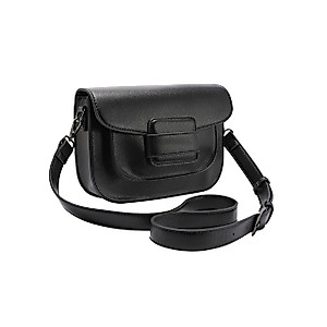 Daisy Rose Cross Body Bag with Magnet Closure - PU Vegan Leather Shoulder Bag - BLACK