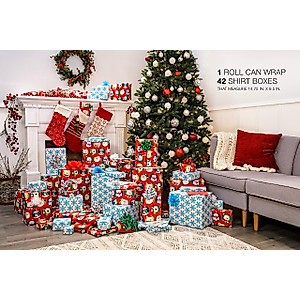 American Greetings 175 sq. ft. Reversible Kids Christmas Wrapping Paper, Santa and Snowflakes (1 Jumbo Roll 30 in. x 70 ft.)