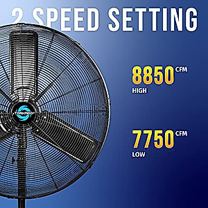 Tornado 30 Inch Commercial Industrial Oscillating Stationary Waterproof Pedestal Electric Fan cETL Safety Listed - 2 Years Limited Warranty