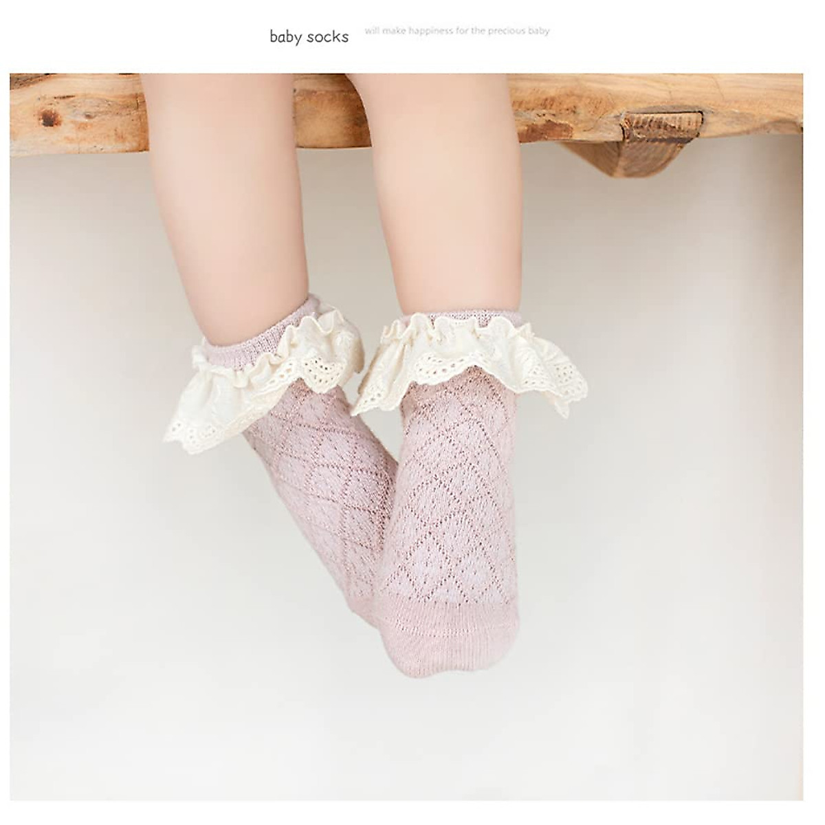 FYLuoke Baby Toddler Ruffle Lace Socks Girls Uniform Stockings Infants Casual Cotton Cute Princess Frilly Dress Socks(0-6T) (0-12 Months, Frilly-0A)