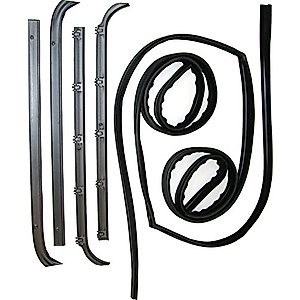 APDTY 140850 Door Window Channel Rubber Belt Weatherstrip Dew Wipe Set Front Left Right Inner & Outer (Replaces E9TZ1521536A, F0TZ1521536A, F5TZ1521536A)