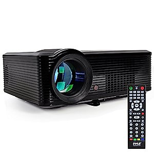 Pyle Updated Video Projector 5” - LCD Panel LED Cinema Home Theater with Built-in Stereo Speakers, 2 HDMI Ports & Keystone Adjustable Picture Projection for TV PC Computer & Laptop - PRJLE33